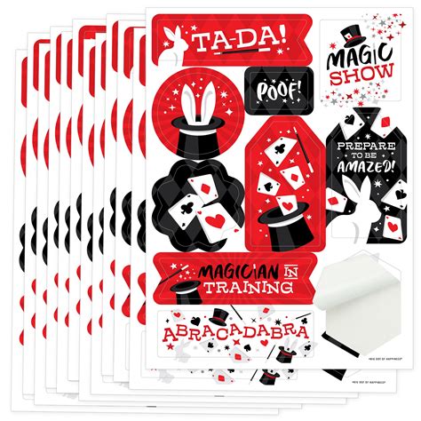 Ta Da Magic Show Magical Birthday Party Favor Sticker Set 12