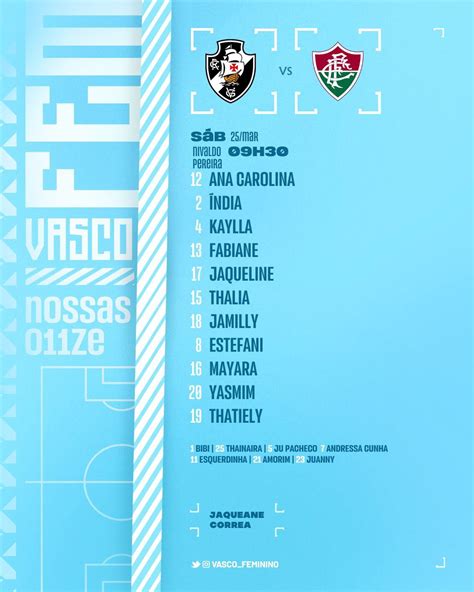 Feminino Escalação Do Vasco Para Enfrentar O Fluminense Supervasco