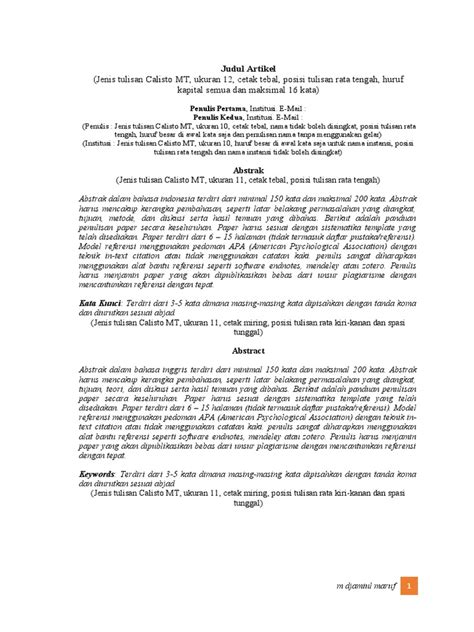 Templete Artikel Ilmiah Non Penelitian Pdf