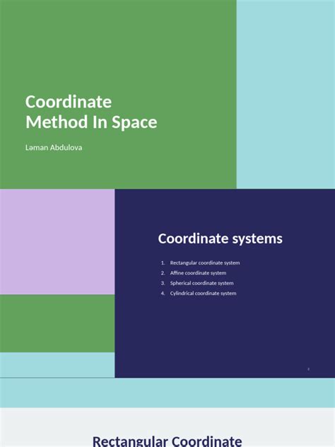 Coordinate Method In Space Presentation Pdf Cartesian Coordinate