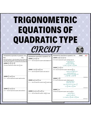 Trigonometric Equations Of Quadratic Type Circuit Typed Solutions Teaching Resources