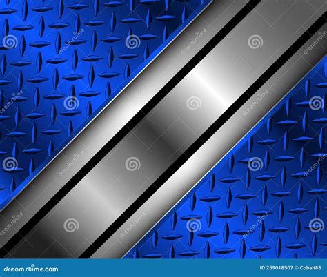 Blue Polished Steel Texture Background Shiny Chrome Metallic With Diamond Plate Texture Cartoon