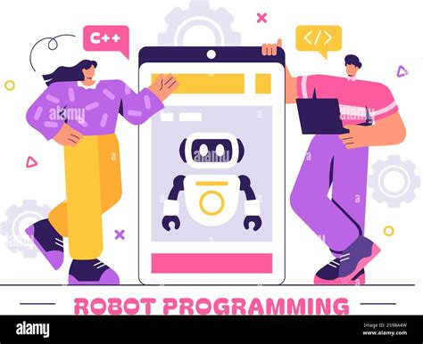 robot programming vector illustration featuring an artificial