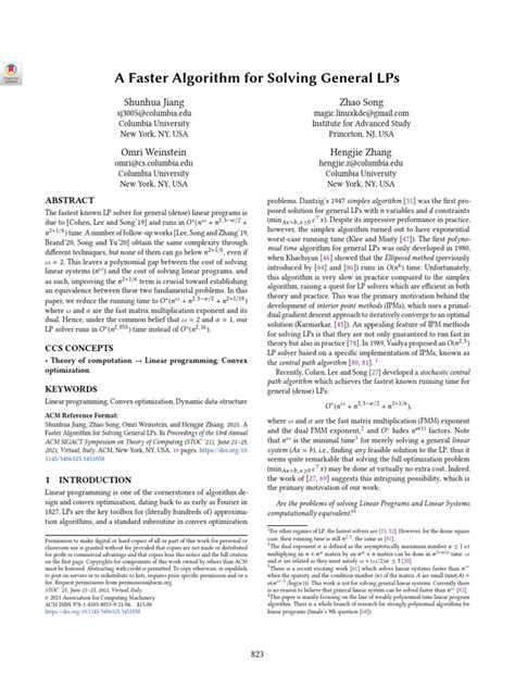 A Faster Algorithm For Solving General Lps Pdf Linear Programming Matrix Mathematics