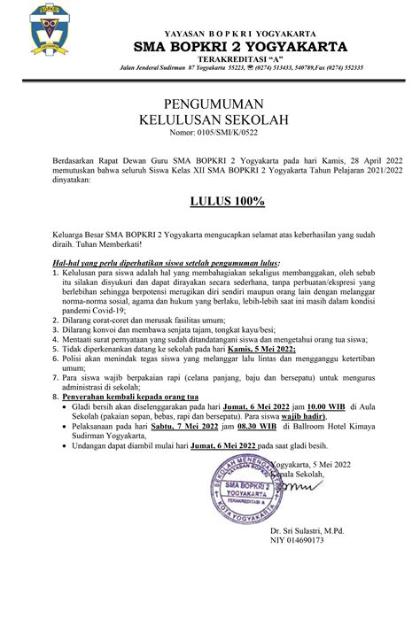 Pengumuman Kelulusan Sekolah