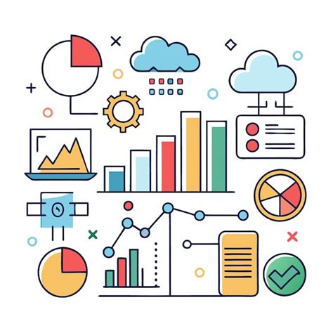A Colorful Illustration Of Various Business Charts Graphs And Icons Premium Ai Generated Vector