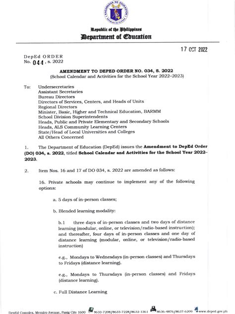 Deped Released Amendment To School Calendar And Activities For The School Year 2022 2023 Read