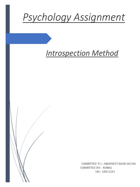 Psychology Assignment Introspection Method Pdf Psychology Thought
