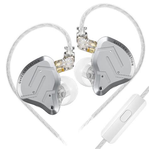 promo kz zsn pro 2 in ear earphone hybrid dd ba with mic silver