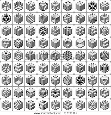 Cube Shape Icons Set Illustration Raster Stock Illustration 212701006