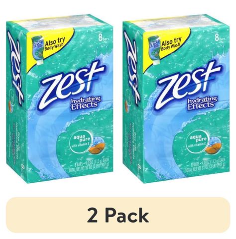 2 Pack Zest Aqua Pure Scent Hydrating Effects Bar Soap 32 Oz