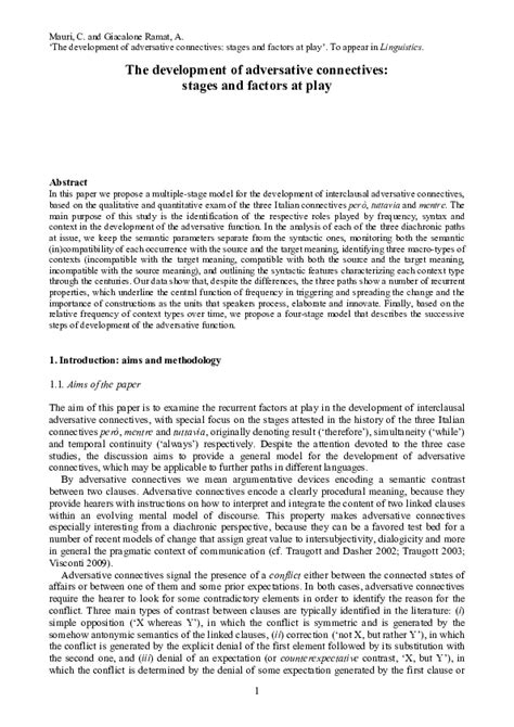 Pdf The Development Of Adversative Connectives Stages And Factors At