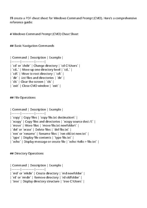 Windows Command Prompt Cmd Cheat Sheet Essential Commands Guide