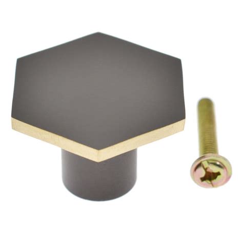 Modern Brass Hexagon Kitchen Cabinet Knobs And Pulls Black Drawer