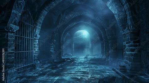 Detailed Image Of An Ancient Underground Dungeon Dark Corridors