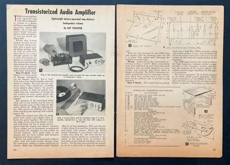 Battery Powered Amplifier 1960 Vintage Howto Build Plans Transistor £5