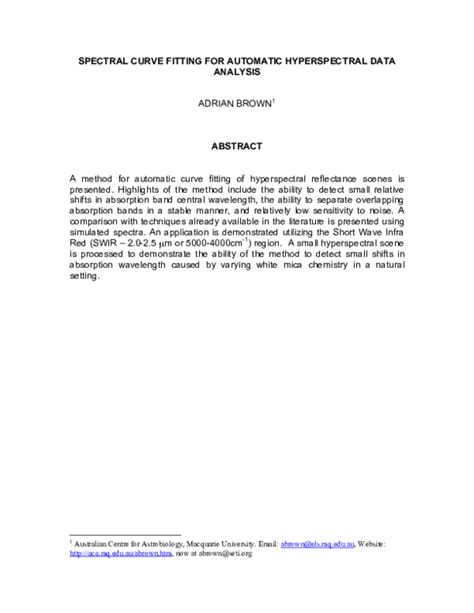 pdf spectral curve fitting for automatic hyperspectral data analysis
