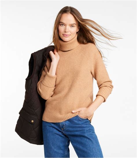 Womens Supersoft Waffle Sweater Turtleneck Sweaters At Llbean