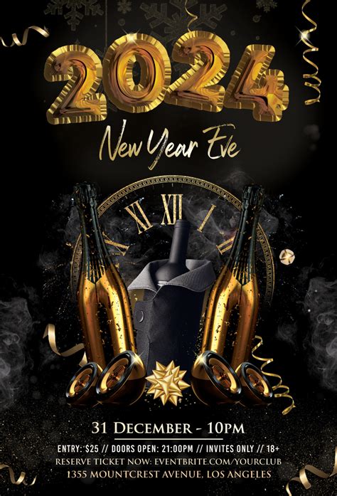 2024 New Year Flyer Template Psd Pixelsdesign