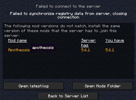 connecting to a modded server getting this when trying to connect was