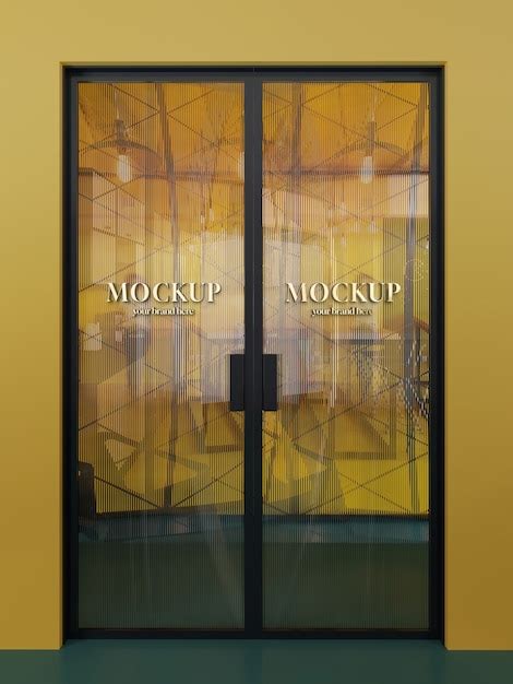 Premium Psd Glass Logo On Wall Mockup