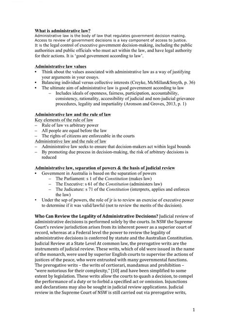 llh206 administrative law complete notes with response structure