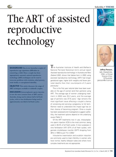 Pdf The Art Of Assisted Reproductive Technology