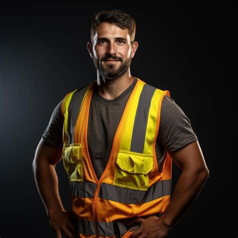 Premium Photo Portrait Engineer Confident Smiling White Background