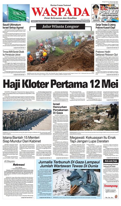 Waspada Sabtu 20 Januari 2024 Epaper Harian Waspada