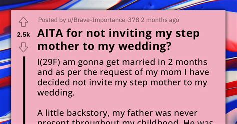 Lady Refuses To Invite Her Stepmom To Her Wedding On Her Moms Request