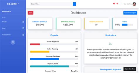 Sb Admin Codesandbox