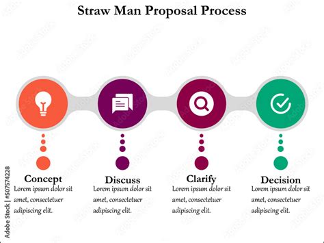 Straw Man Proposal With Icons And Description Placeholder In An Infographic Template Stock