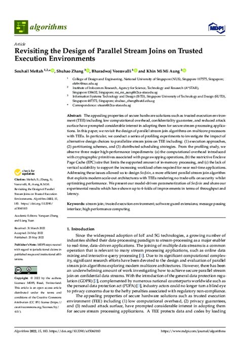 Pdf Revisiting The Design Of Parallel Stream Joins On Trusted Execution Environments Souhail