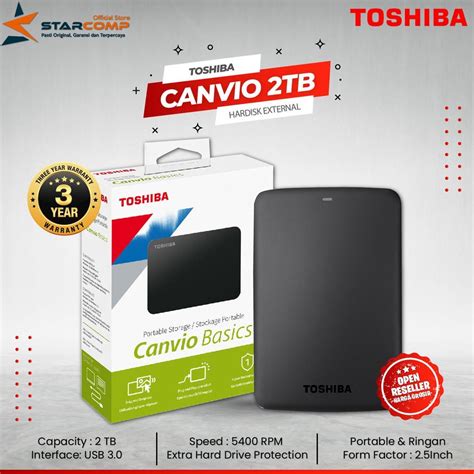 Jual Toshiba Canvio Basic 2TB HD HDD Hardisk Harddisk Eksternal