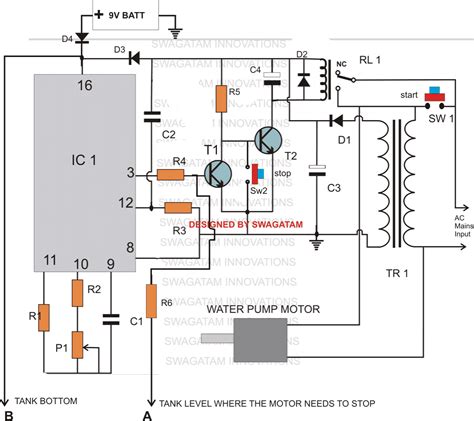 Low Water Level Indicator Alarm Circuit For Tank Circuit Diagram