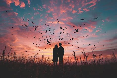 Silhouette Of Couple At Sunsetcouple In Love Stock Image Image Of