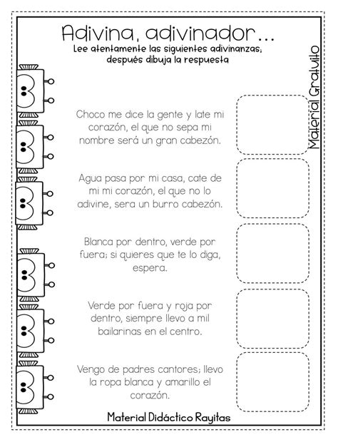 Adivinanzas Adivinanzas Para Primaria Adivinanzas Y Trabalenguas