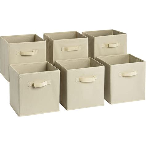 Sorbus 11 Inch 6 Pack Storage Cube Bins With Handles Beige The Home