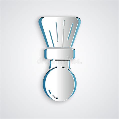 Paper Cut Shaving Brush Icon Isolated On Grey Background Barbershop Symbol Paper Art Style