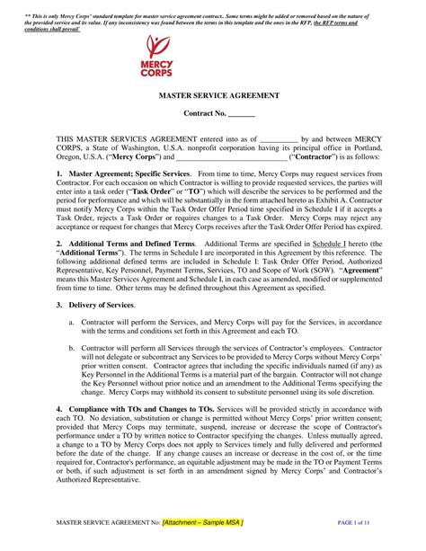 Free Printable Service Agreement Templates Pdf Word