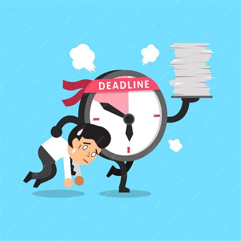 Premium Vector Cartoon Deadline Clock Character And A Businessman