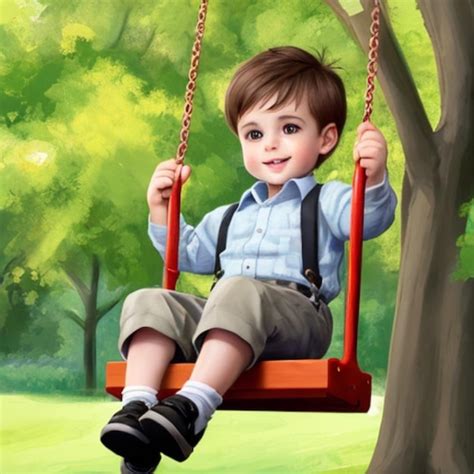 Premium Ai Image Little Boy Swing