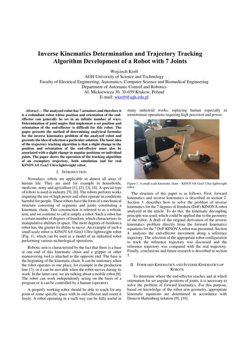 pdf inverse kinematics determination and trajectory tracking algorithm development of a robot