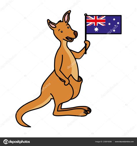 Kangaroo With Hat Australian Flag Celebration Stock Vector Image By