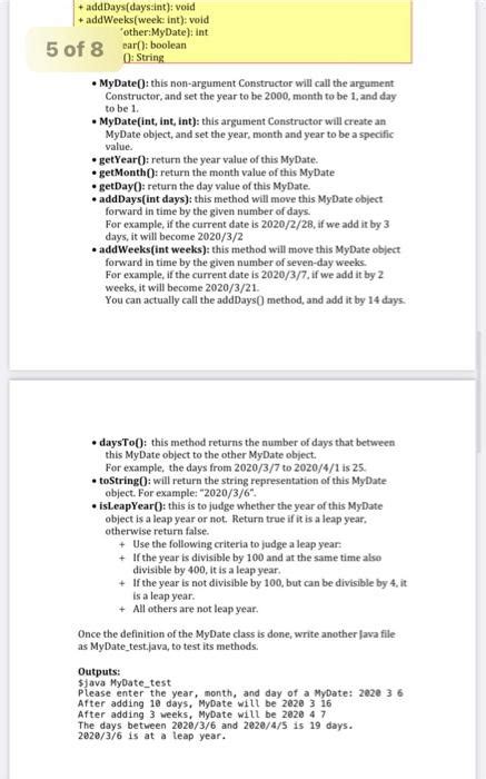 Solved Problem 2 The Mydate Class Mydatejava And