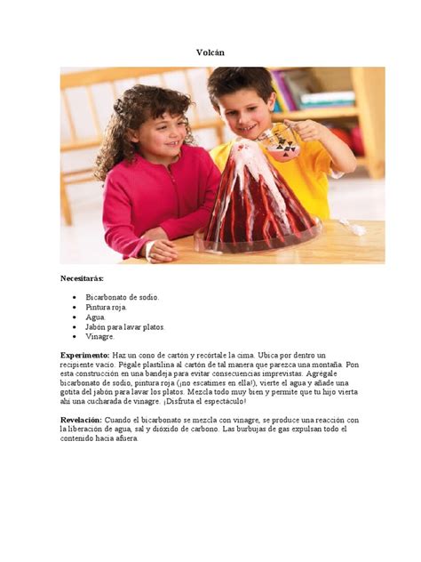Experimento De Volcán Casero Para Niños Pdf