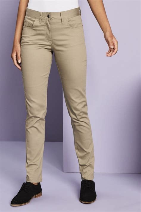 Womens Stretch Slim Leg Trousers Khaki Simon Jersey