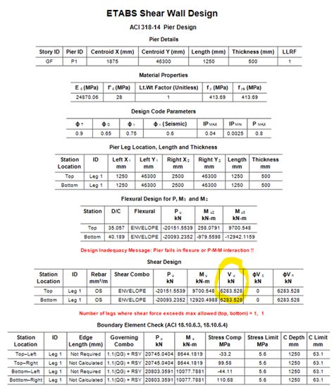 How To Get The Table For This Results In Etabs I Want To Get The Vu Of