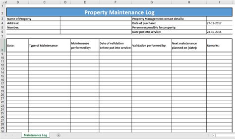 Property Maintenance Log Template Printable Word Searches