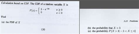 Solved Calculation Based On CDF The CDF Of A Random Chegg